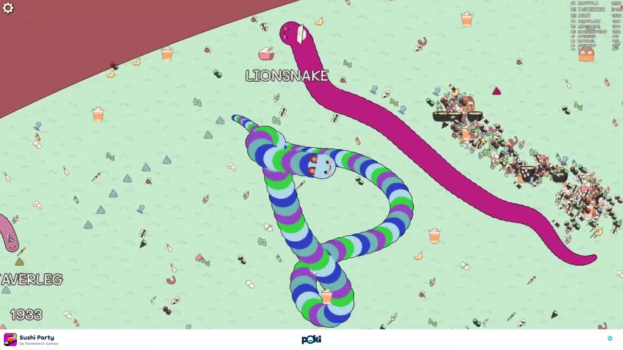 🍣🐍 Sushi Party Live | Snake Game High Score Challenge Poki - YouTube