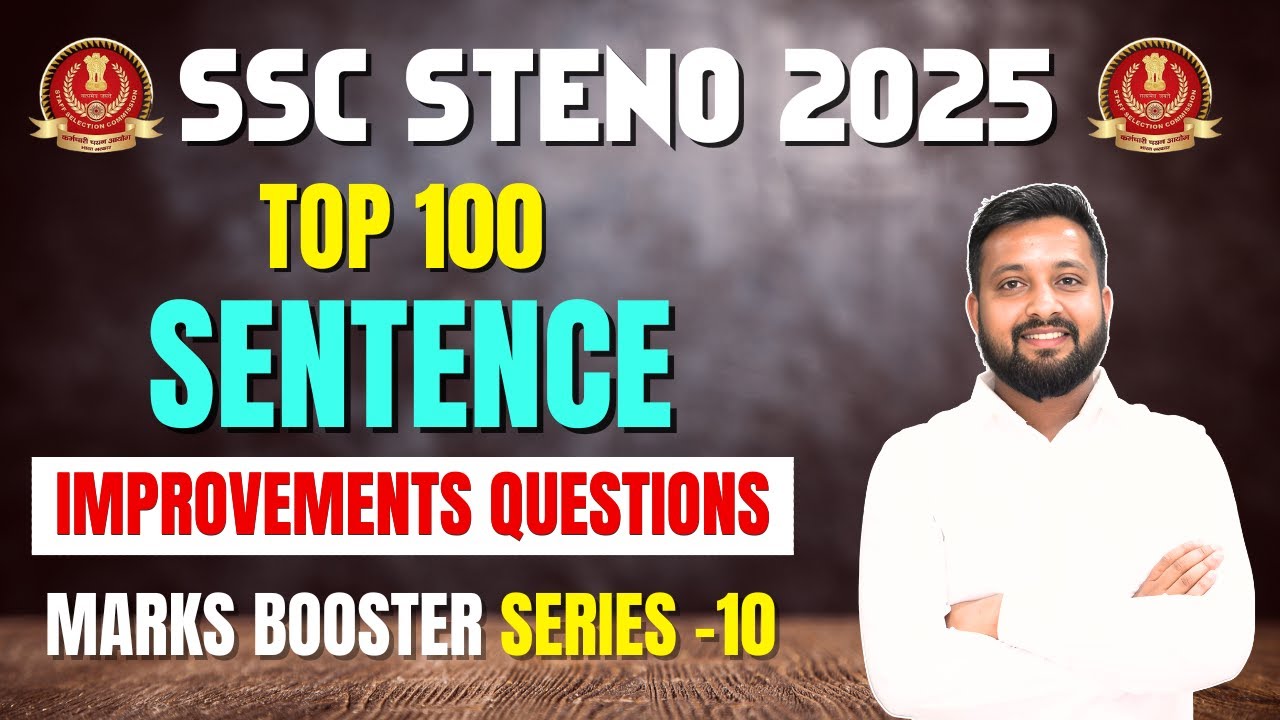 SSC Steno 2025 Top 100 Sentence Improvements Ouestions Marks Booster ...