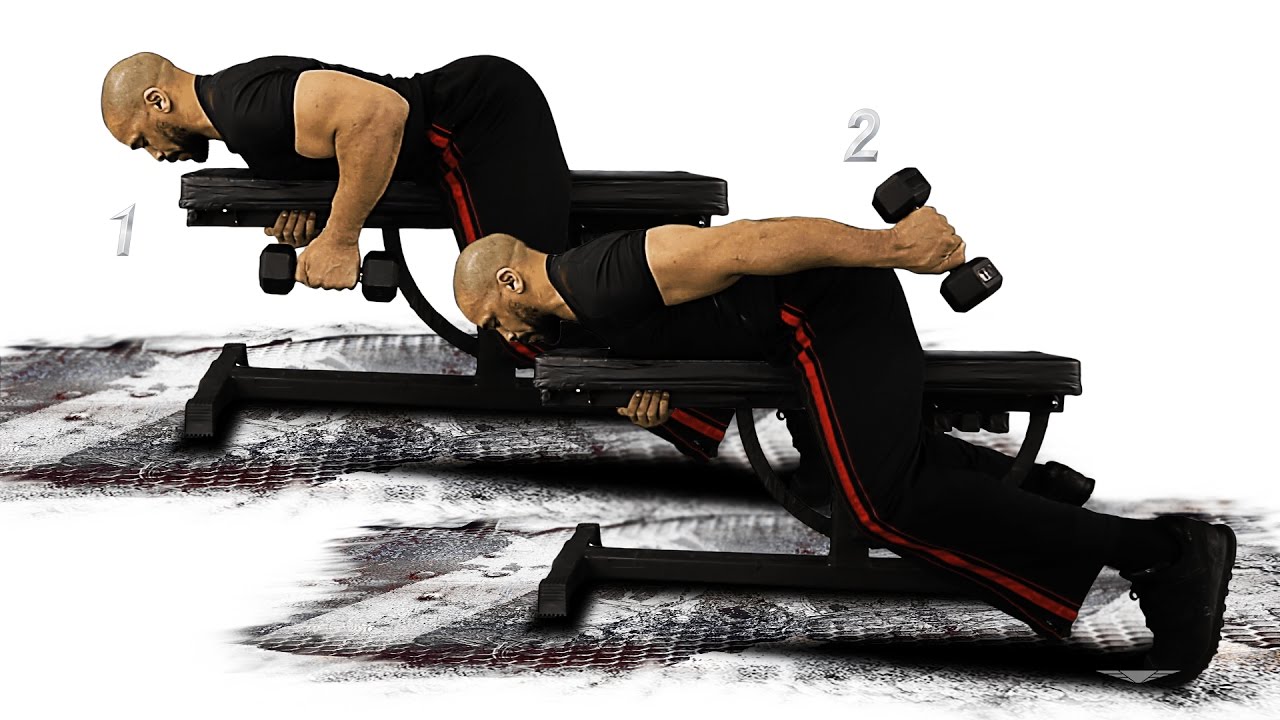 Triceps Kickback 3 Dumbbell Flat Bench - YouTube