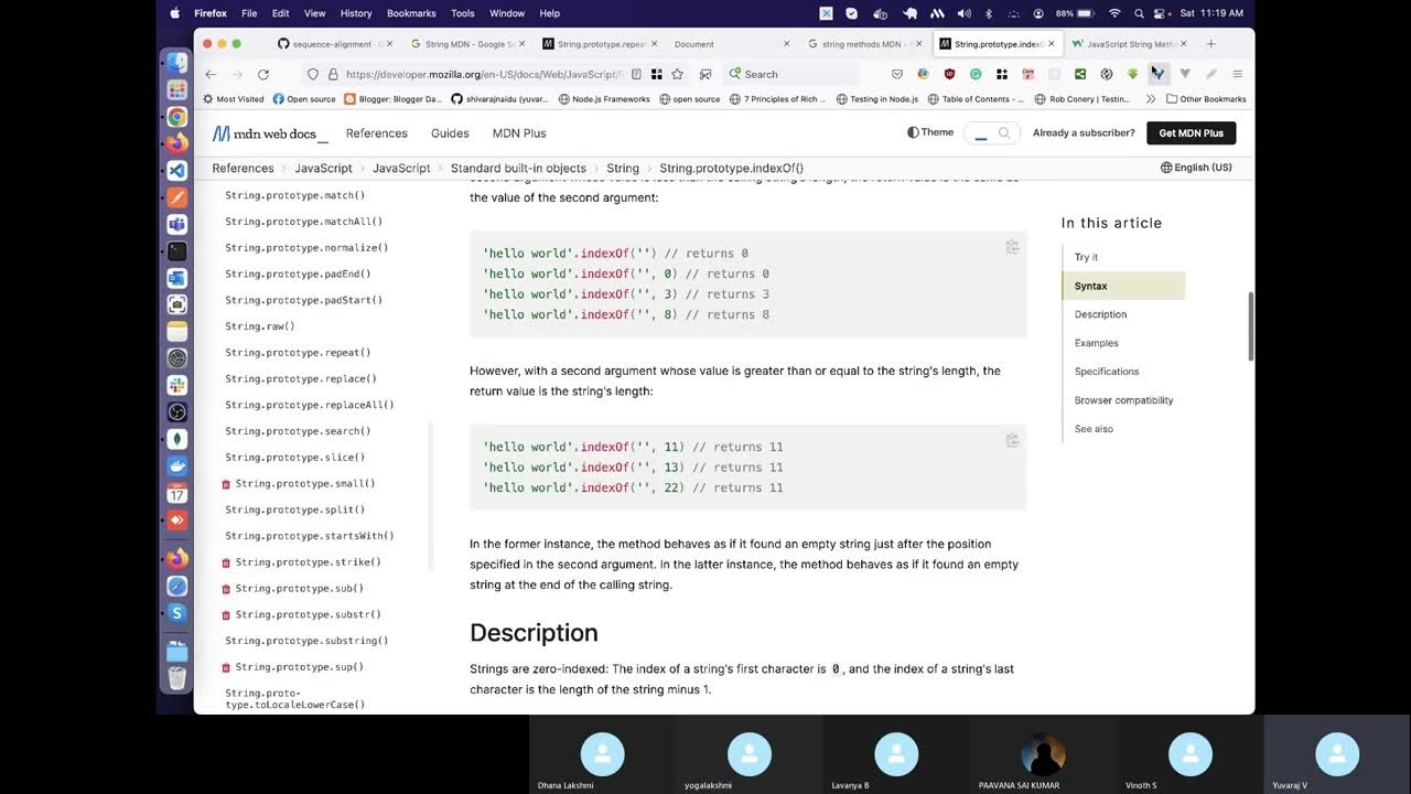 JavaScript Strings (String Methods) Continuation 2022-09-17 (Telugu) - YouTube