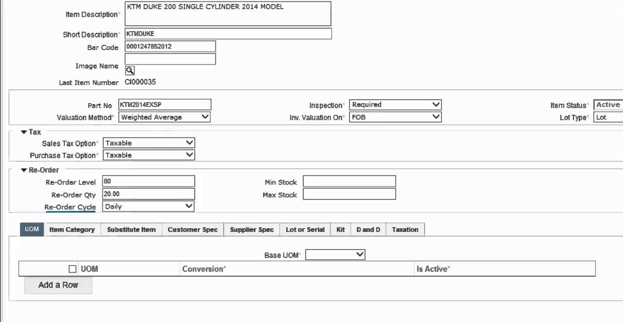 Master-Item Master - Reorder Section-English - YouTube