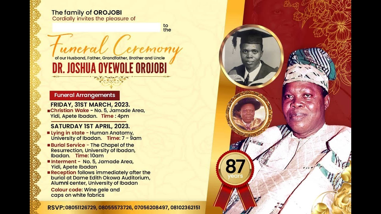 Lying In State For Dr Joshua Oyewole Orojobi Youtube