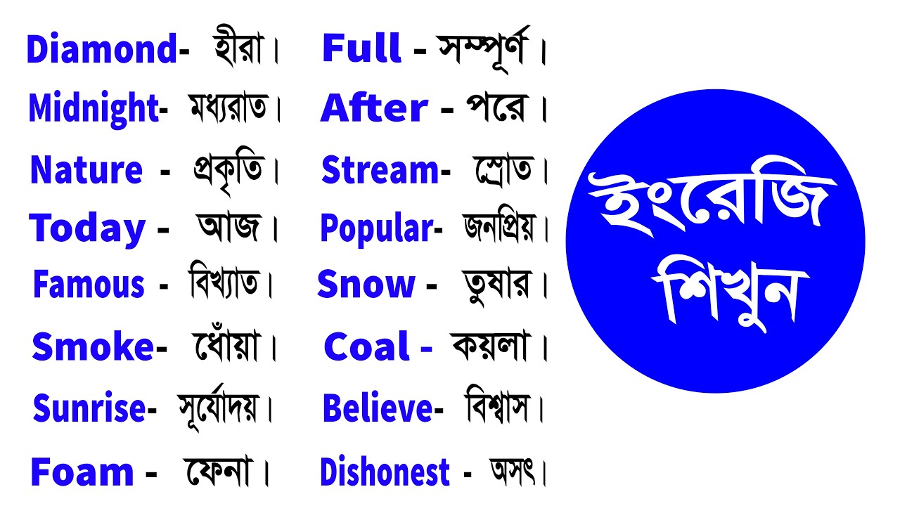 Basic Word Meaning English to Bangla Daily Use Word | English word list ...