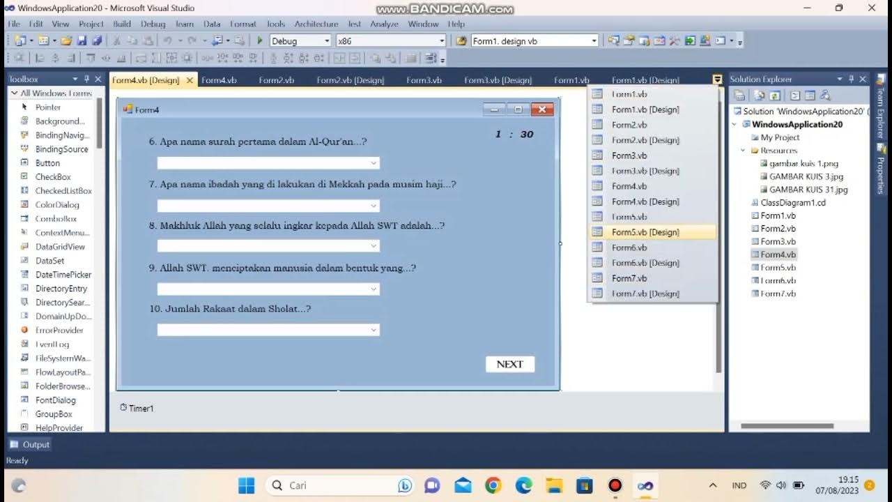 Tutorial "cara membuat aplikasi kuis sederhana" menggunakan aplikasi visual studio 2010 - YouTube