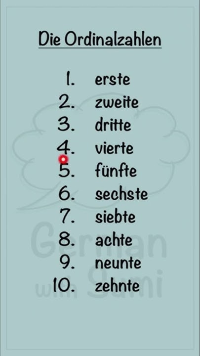 Oder number#die Ordinalzahlen in German learn German Language with me# ...