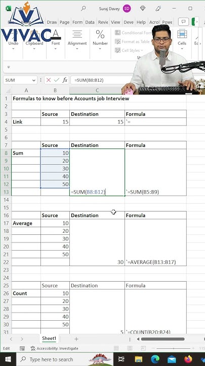 Must know formulas in excel Part 1 - Shorts - YouTube