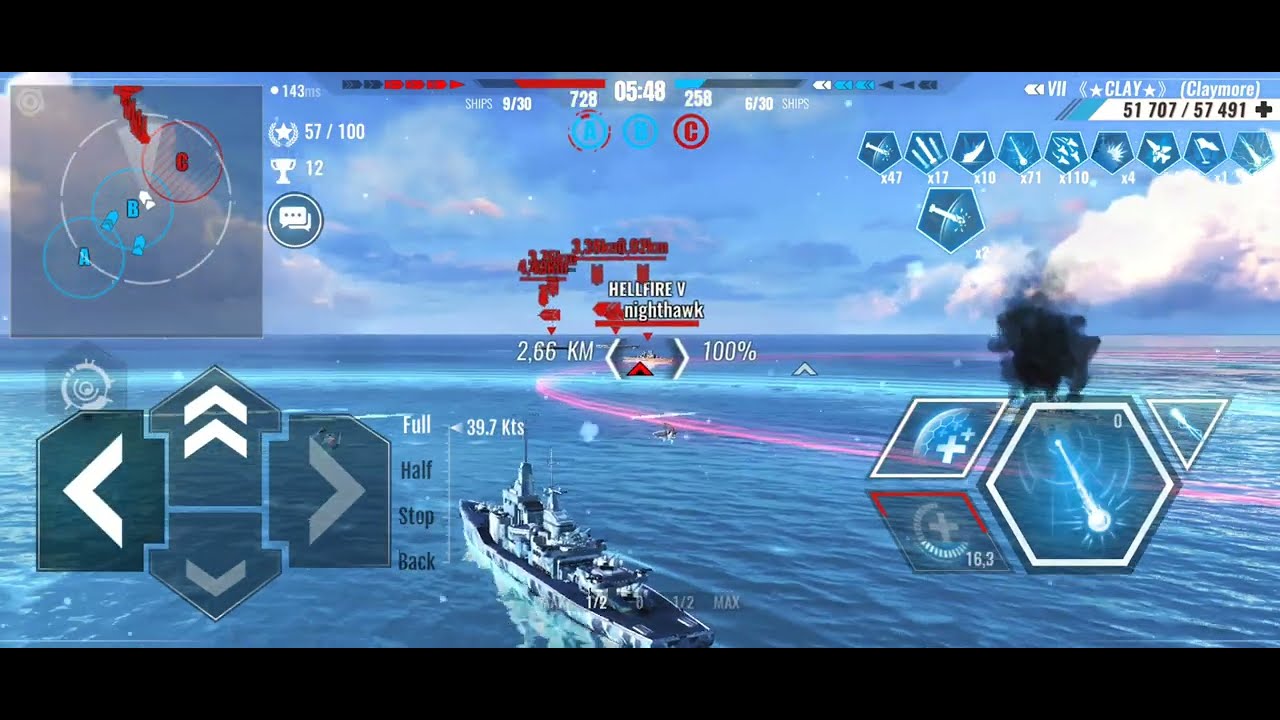 Pacific Warships: Rating battle for skills on odin - YouTube