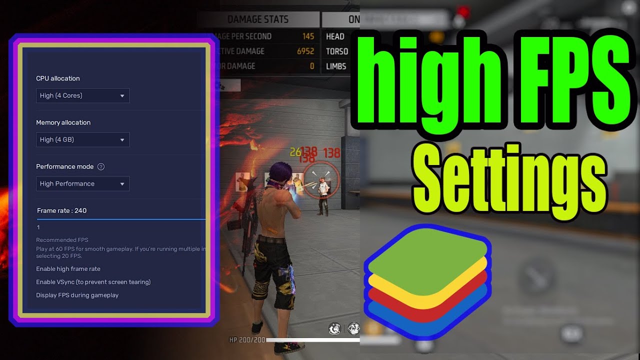 bluestacks 5 High FPS In free fire Settings Without Graphics card ...