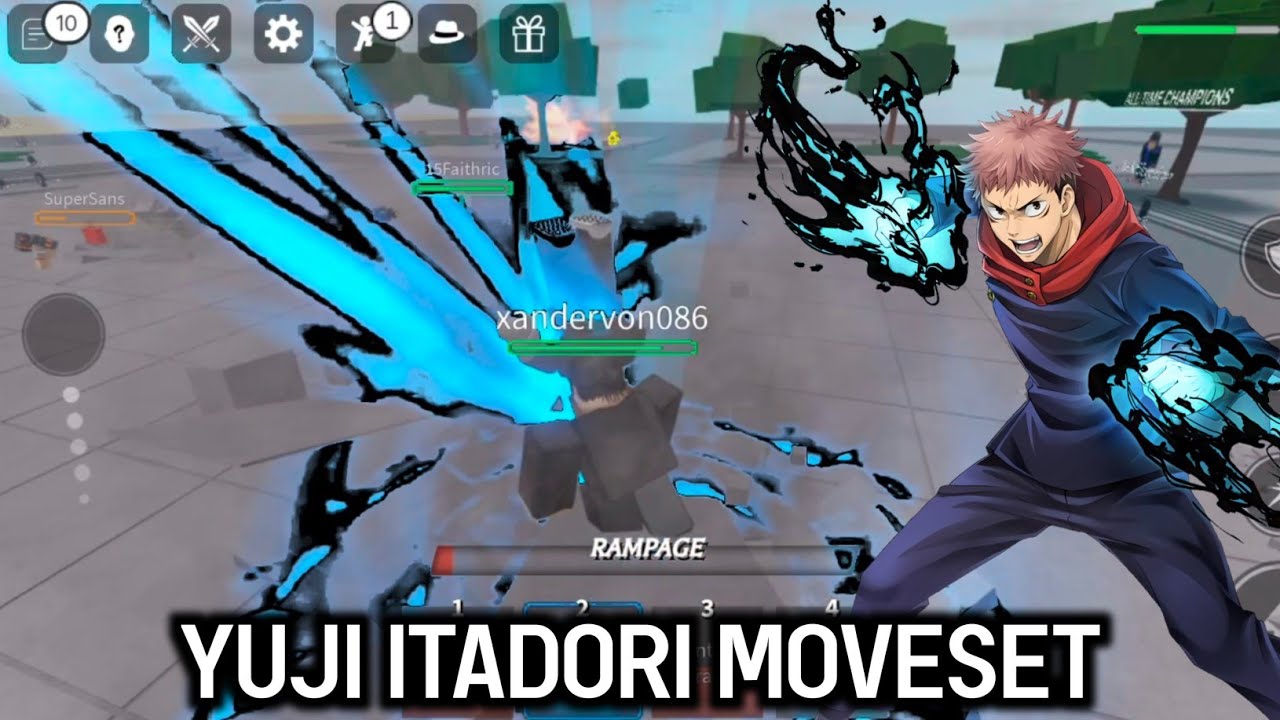 YUJI ITADORI Moveset in The Strongest Battlegrounds - YouTube