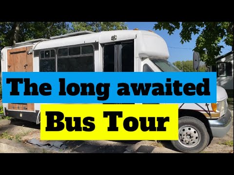 Finally bus tour time! Budget built tiny home on wheels - YouTube