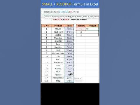 Small + Xlookup Formula in Excel#excel#exceltips#exceltutorial#shorts#computer - YouTube