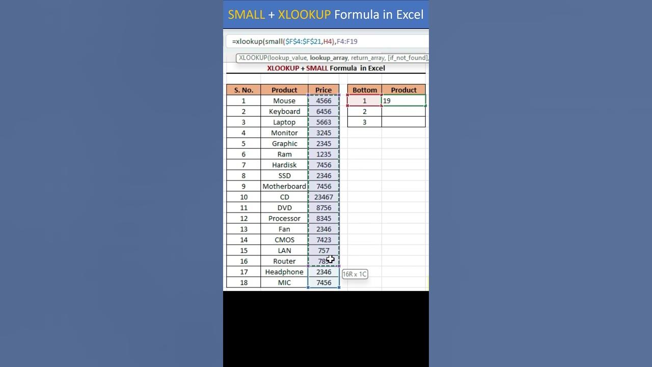 Small Xlookup Formula In Excelexcelexceltipsexceltutorialshortscomputer Youtube 2746