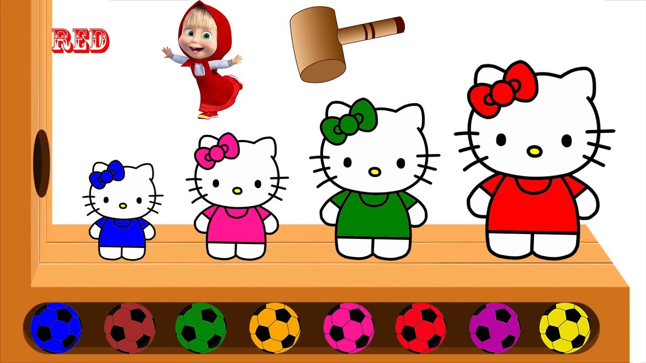 Learn Colors with Hello Kitty WOODEN FACE HAMMER XYLOPHONE Finger ...