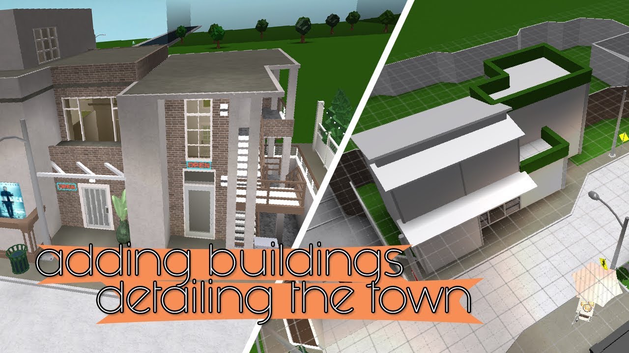 Adding buildings, detailing the town. | Bloxburg Speed Build | Town ...