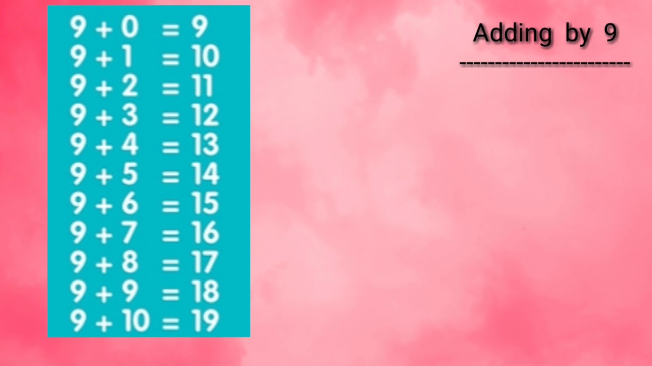 Addition/Adding by 9 - YouTube
