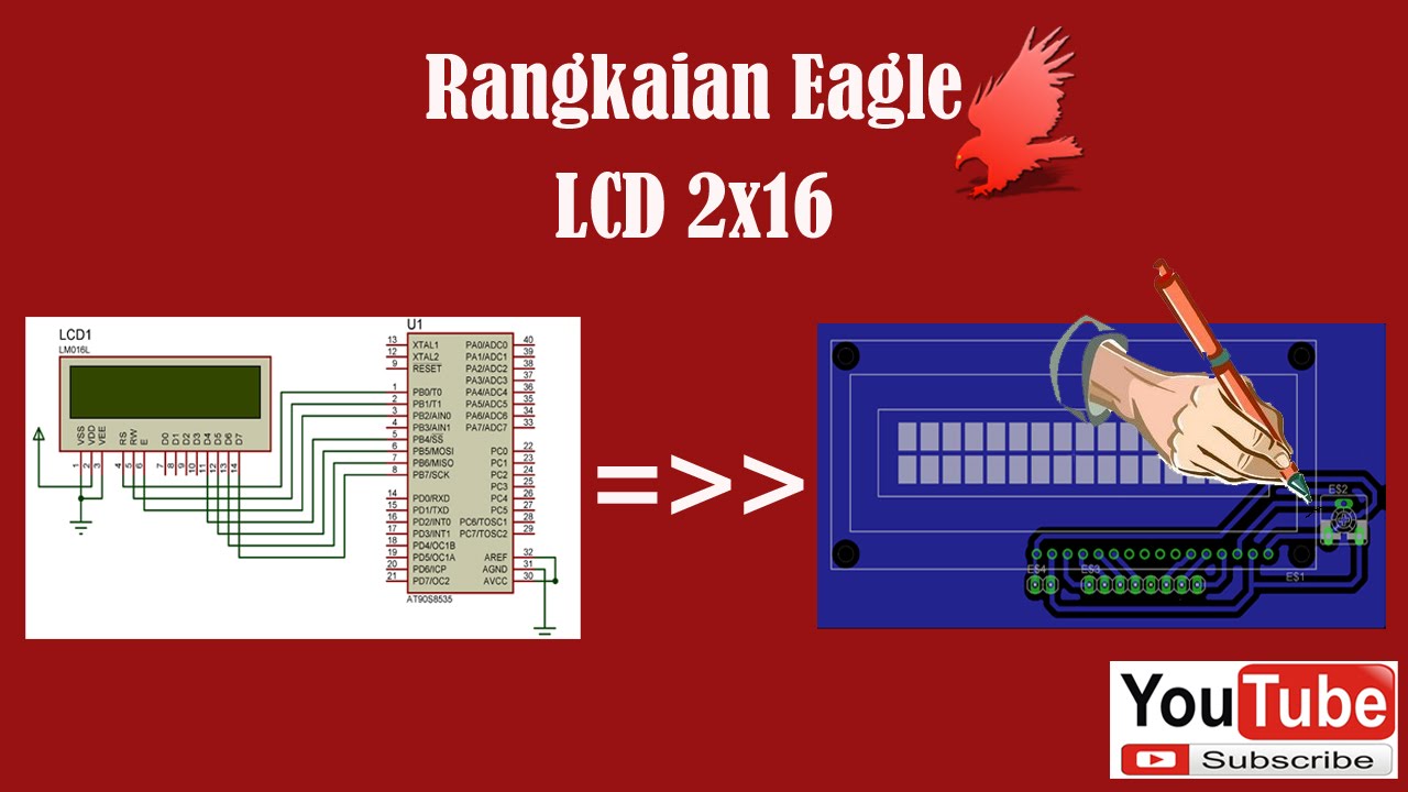 Eagle PCB - Rangkaian LCD 2x16 - YouTube