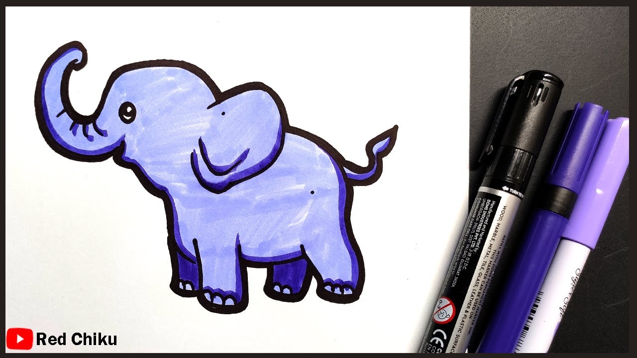 A Little Playful Elephant Drawing || Easy Elephant Drawing || Step By ...