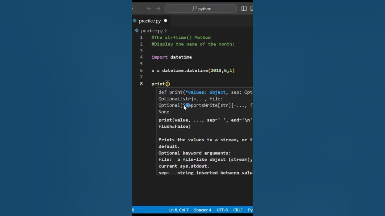The Strftime Method Python Pythonprogramming Coding Code Pythoncoding Programming Youtube