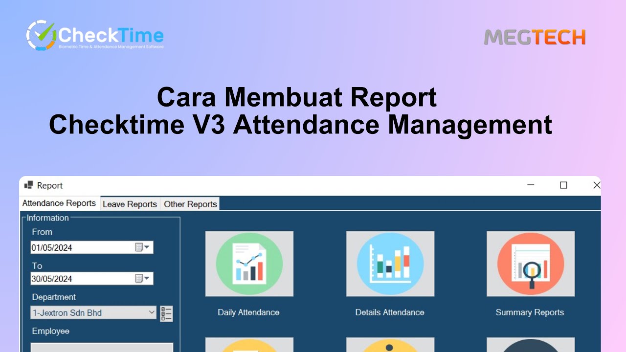 CheckTime V3 T.M.S | CT010 | Cara Membuat Report | Time Management Software (T.M.S) - YouTube
