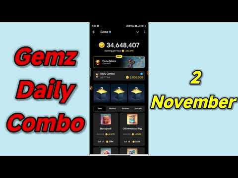 Gemz Daily Combo 2 November | Gemz Daily Code 2 November | Daily Combo Today - YouTube