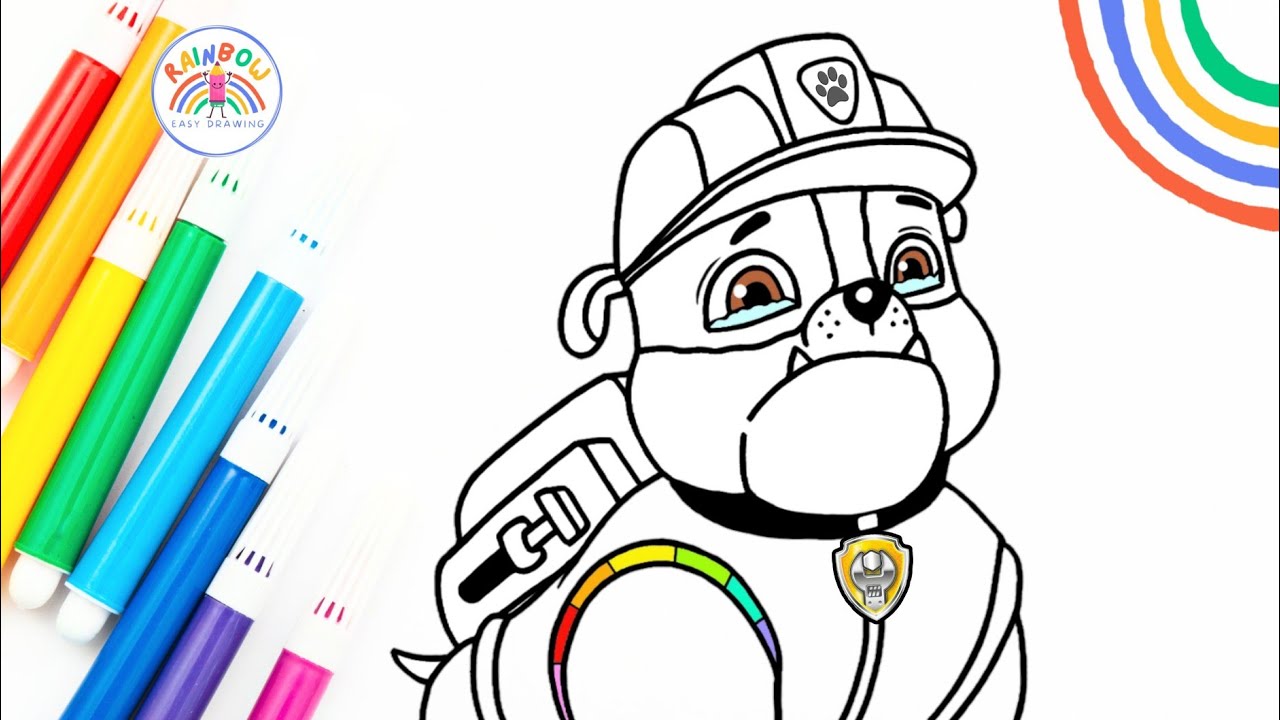 PAW Patrol the Movie Rubble Drawing | How to Draw PAW Patrol Rubble ...