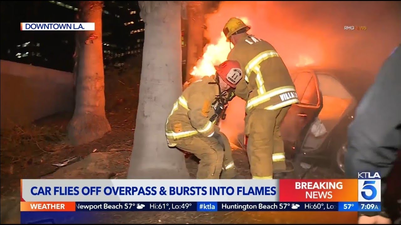 *Caught on Camera* -Dramatic Fiery Rescue by CHP Officers after a Car ...