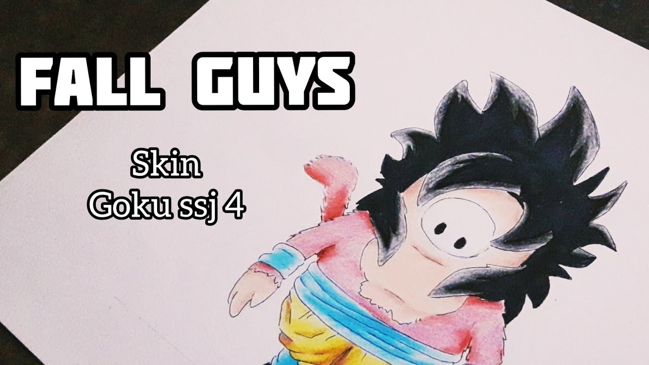 Como dibujo a Goku en FALL GUYS - Dibujando la skin de goku ssj 4 en ...