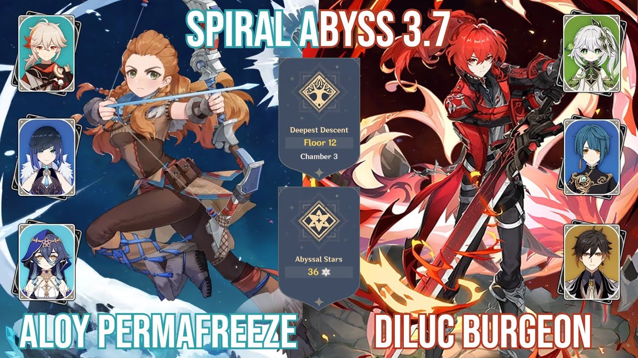 Aloy Permafreeze & C5 Diluc Burgeon - Genshin Impact Abyss 3.7 - 3.8 ...
