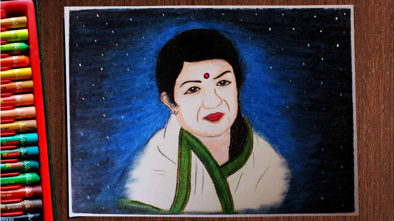 lata mangeshkar drawing | lata mangeshkar ki drawing | lata mangeshkar ...