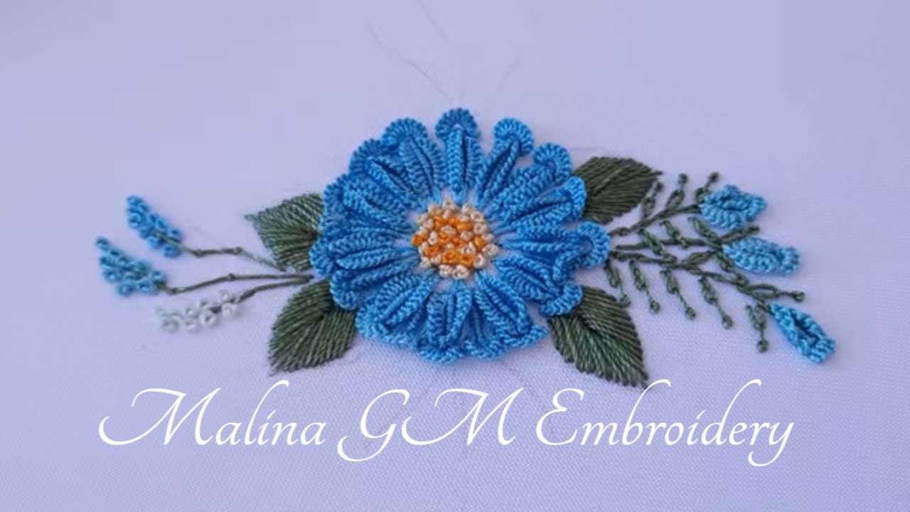 Dimensional Flower | Amazing Blue Daisy | Dimensional Embroidery | mix ...