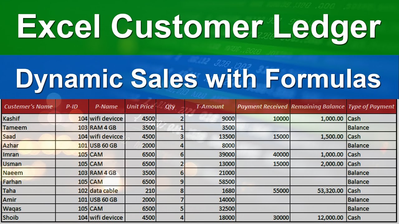 Sales Customer Ledger in Excel | Customer Payment in Excel | Advanced ...