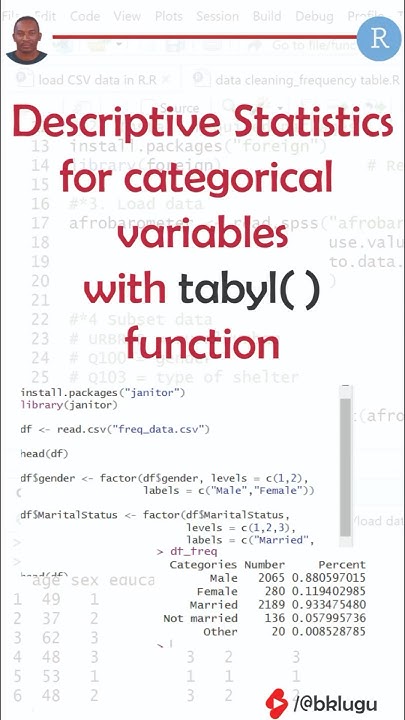 Descriptive Statistics for Categorical variables with tabyl function from janitor package #r ...