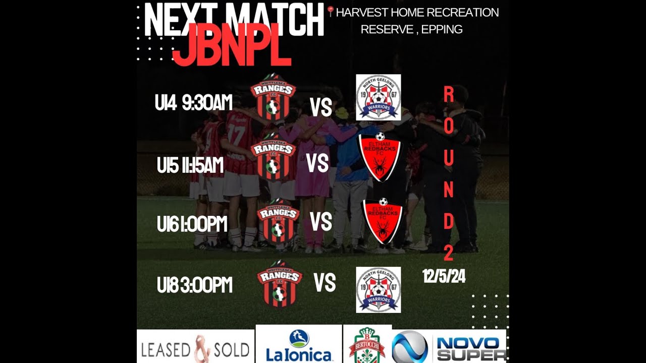 NPL North Vic Boys U16 Whittlesea United FC vs Eltham Redbacks FC - YouTube