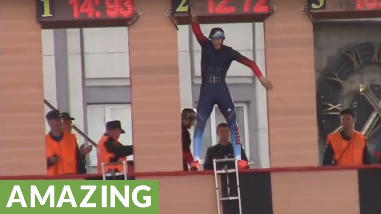 Action packed competition for fastest fireman in the world - YouTube