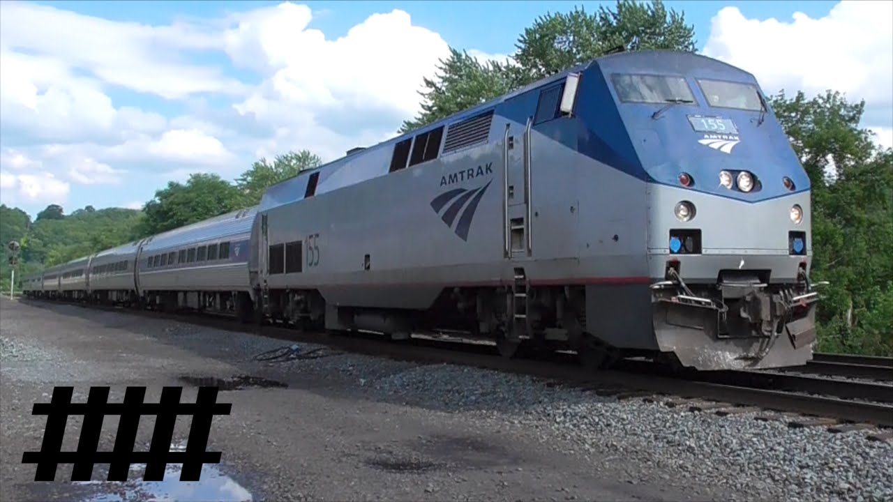Amtrak Genesis P42DC #155 Stops at Huntingdon Station - YouTube