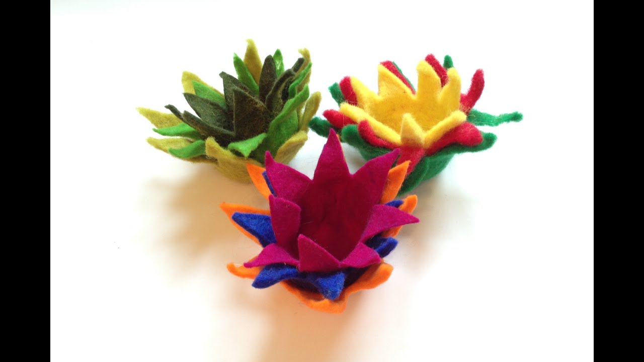 Filzen von Lotus Filzblumen / Filzblüten / Felt Flowers mit Anleitung ...
