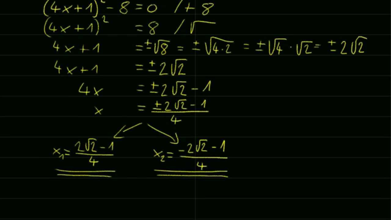 Másodfokú egyenlet megoldása gyökvonással - YouTube