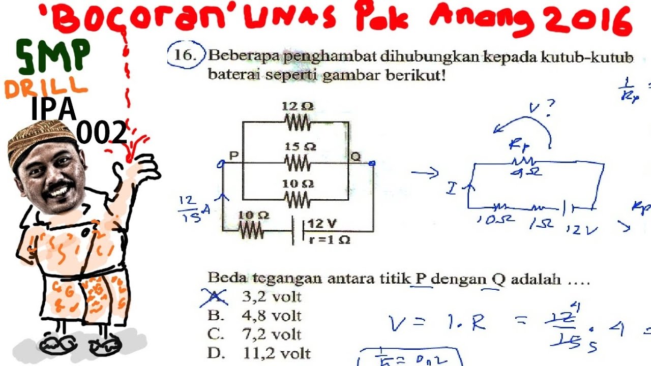 beda potensial pada rangkaian listrik , bocoran un smp ipa 2016 pak ...