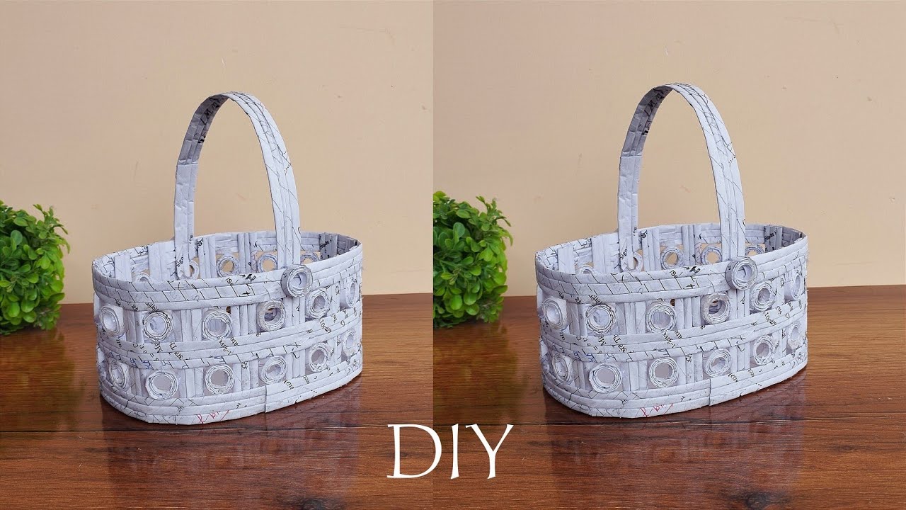 Diy Unique patterned Basket using waste paper | Storage basket making ...
