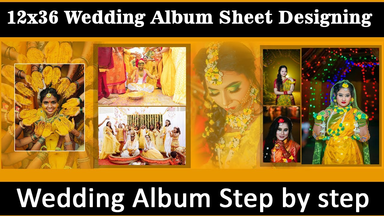 12x36 Wedding Album Sheet Design — Step-by-Step in Photoshop (Full ...