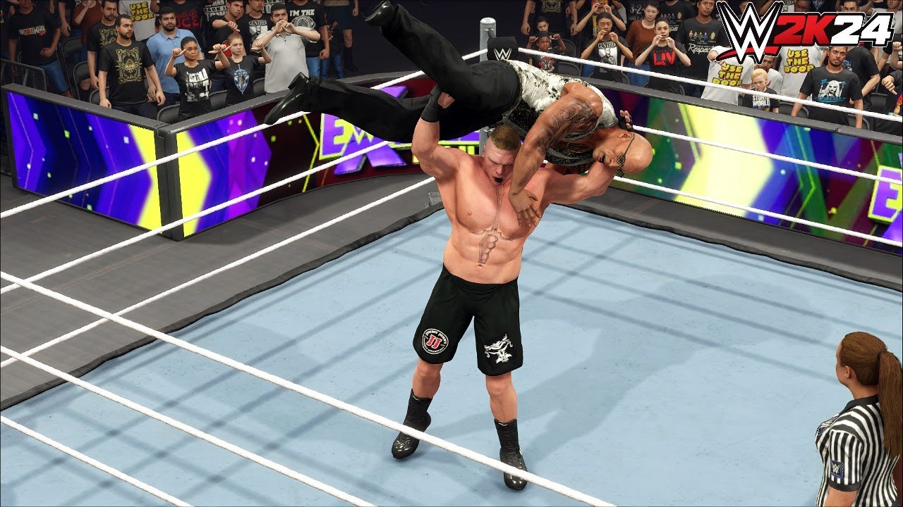 Full Match - Brock Lesnar vs. The Rock: Extreme Rules | WWE 2k24 - YouTube