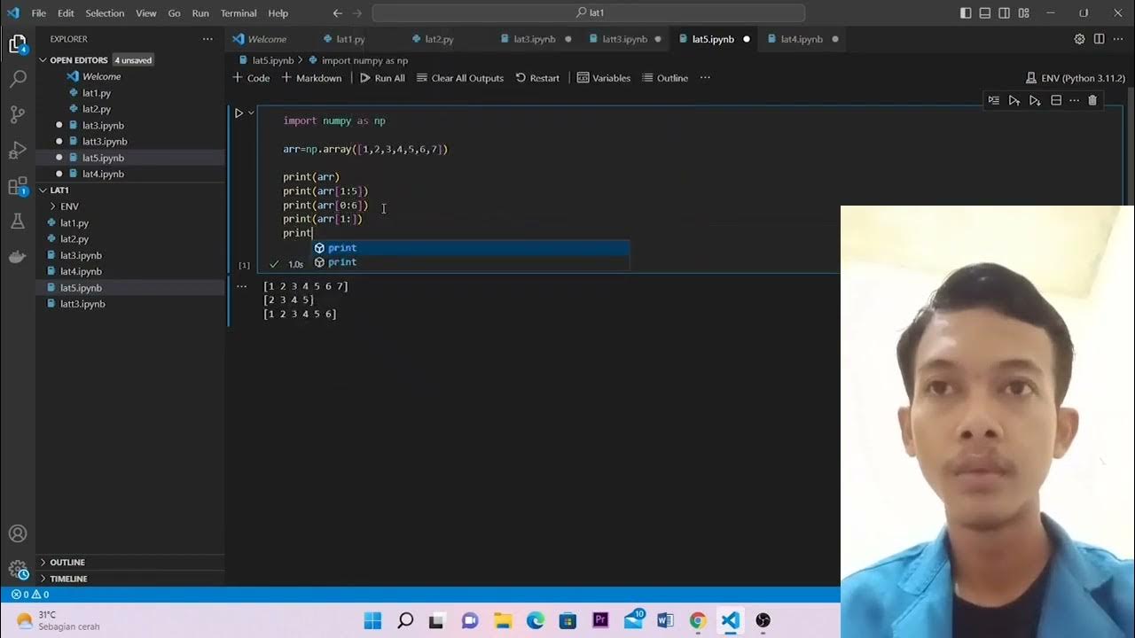 p5 pratikum metode numerik slicing array - YouTube