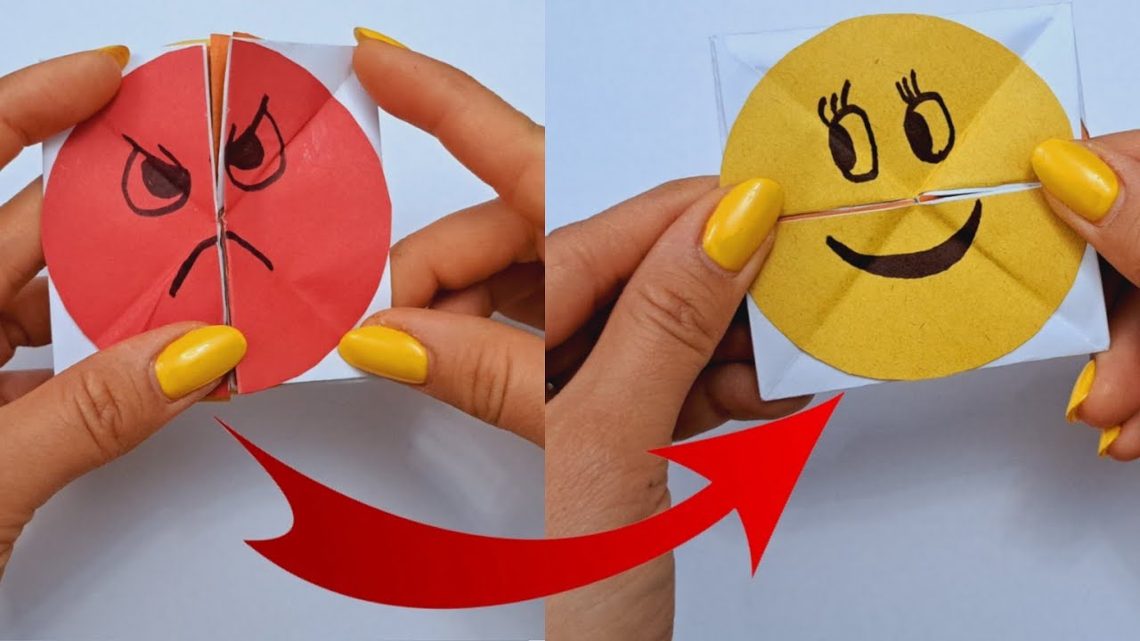 Origami Emoji paper toy/ Emoji Magic Card/Face Changer #origamicraft # ...