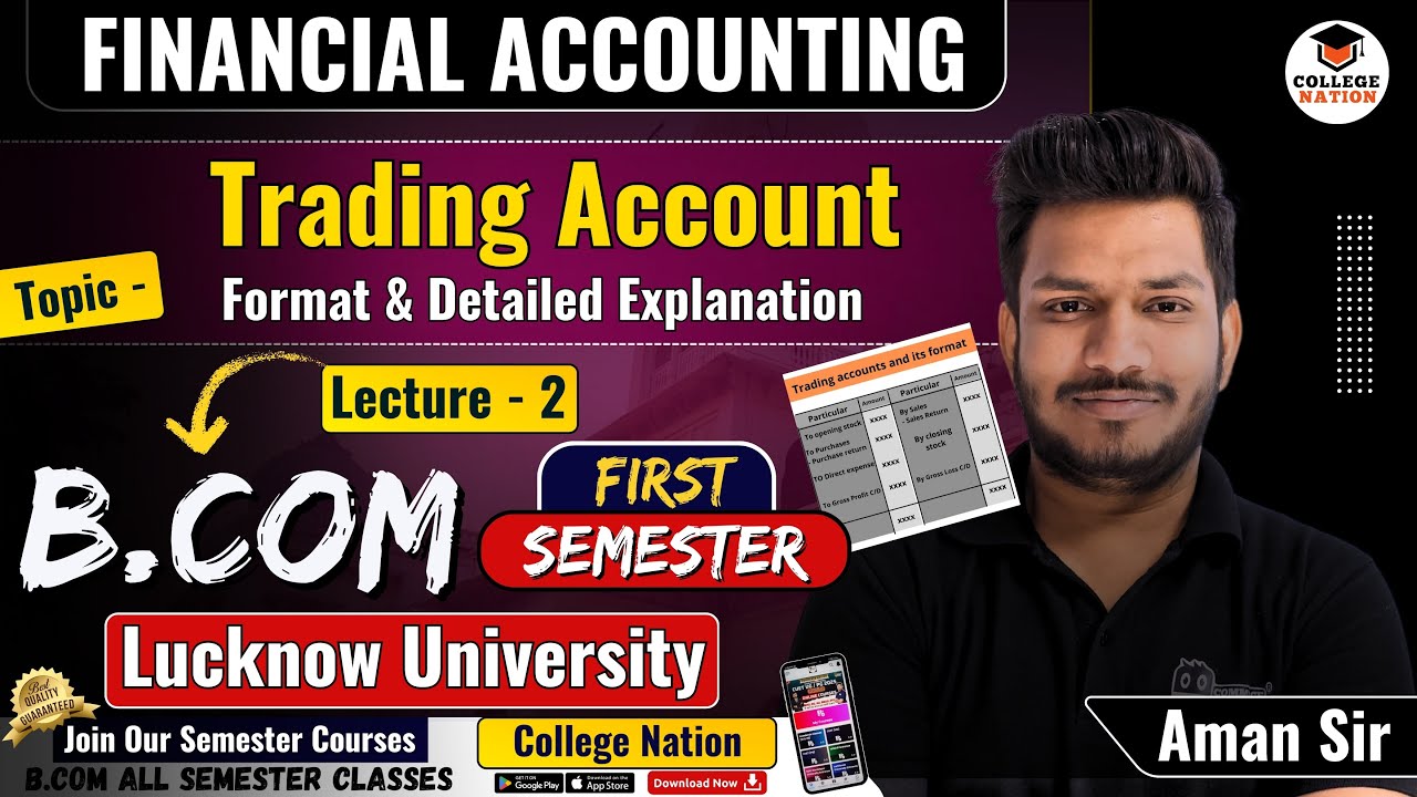 Trading Account | Lucknow B.Com 1st Semester Video Lectures | Financial Accounting | bcom ...