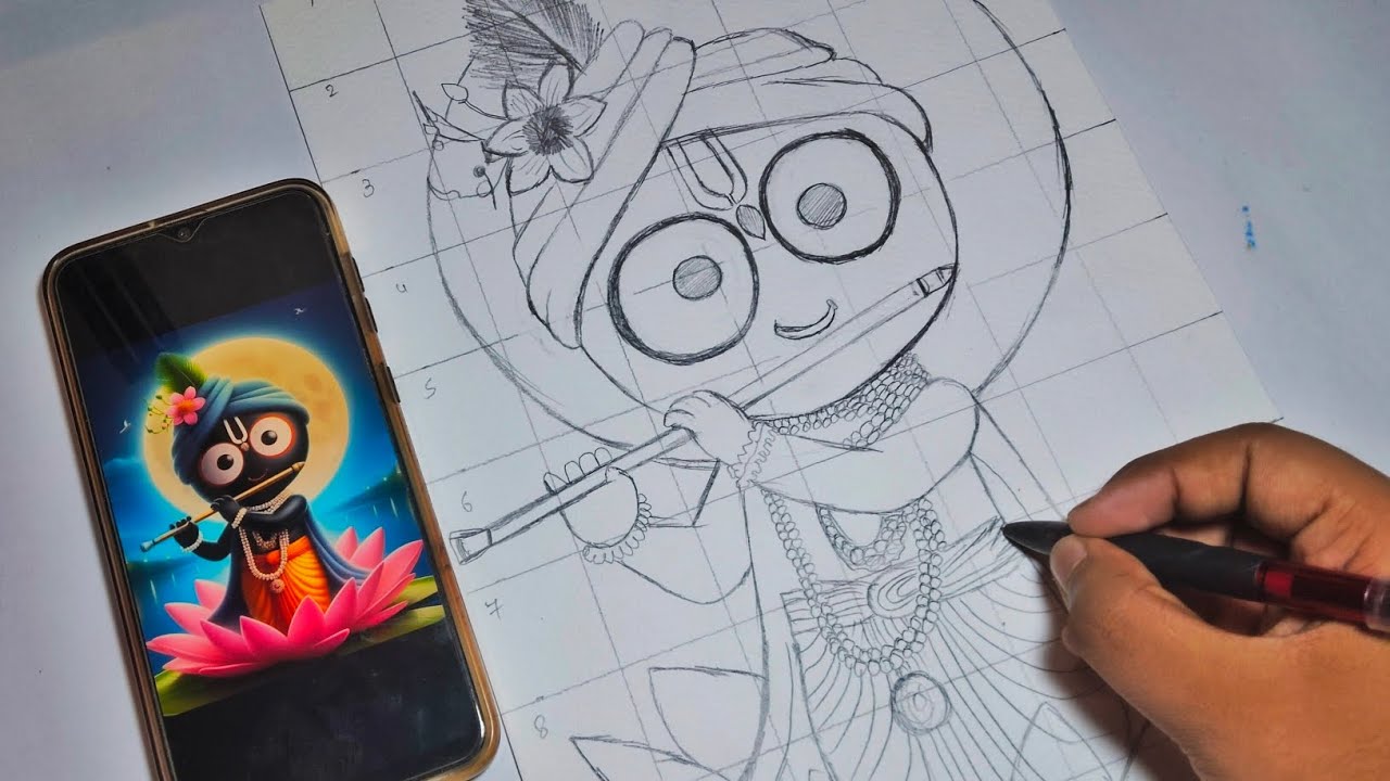 Jagannath ji Drawing | Rath Yatra Special Jagannath Drawing | Outline ...
