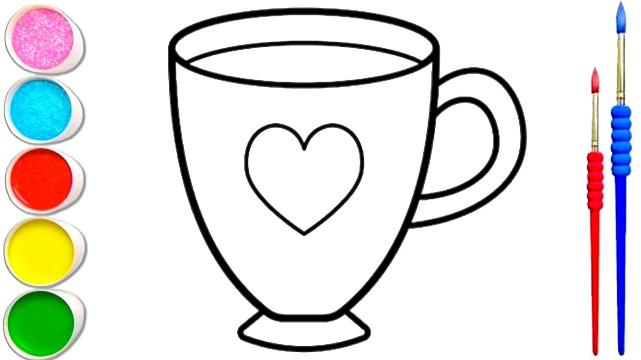 How to draw a Beautiful Tea Cup ☕ drawing for kids and toddlers - YouTube