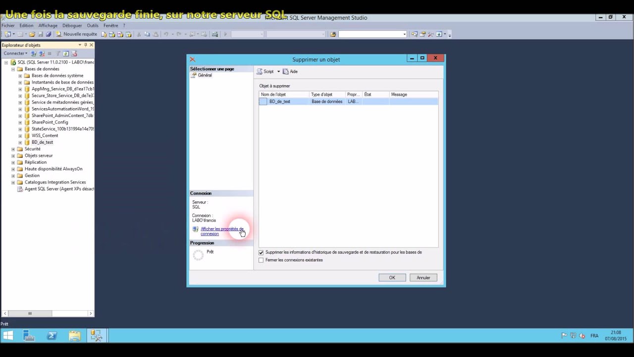 Backup et restauration d'un MS-SQL grace a Veeam 8 - YouTube
