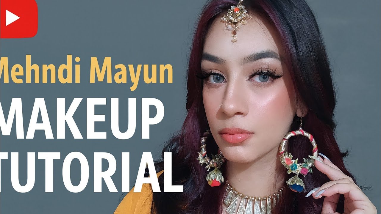 Mehndi mayun makeup look ️ easiest eye makeup - YouTube