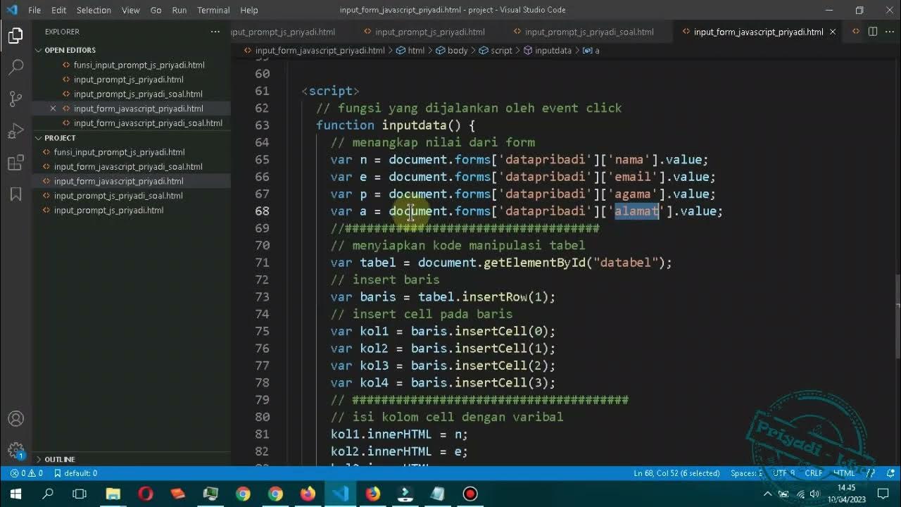 Teknik membuat dan mengelola inputan javascript dari form dan ...