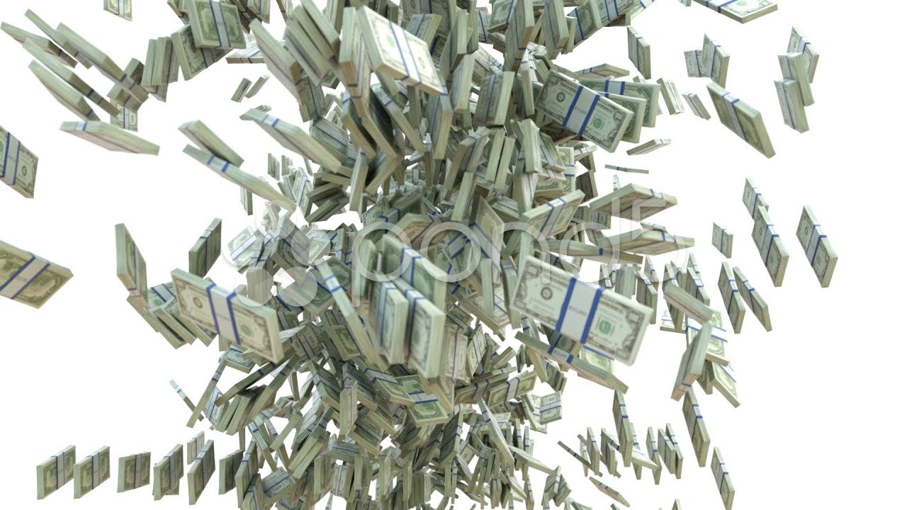 Money: dollar cash slow motion scattering on white. Alpha matte. Stock ...